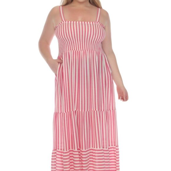 Raviya | Swim | Raviya Plus Size Striped Tiered Maxi Pink 2x | Poshmark